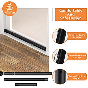 BsBsBest Sliding Door Security Bar Inside 2 Pack Adjustable 18 to 51 Inch Window Security Bar Interior Black Window Locks Security up and Down Window Bars Security Extendable
