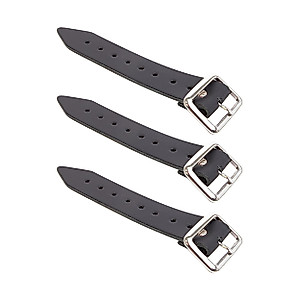 Kilt Emporium: Genuine Leather Kilt Extension Straps Buckle Extenders - 7" x 1.25" Belt Extender for Men - Customizable Fit & Heavy-Duty Metal Buckle Extender - Set of 3, Black
