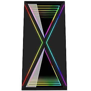 Bgears b-BlackWidow-RGB Black Gaming PC ATX case, Special Ripple effect Front Panel, Tempered Glass side. 2 x USB3.0, 3 x PWM 120mm ARGB Fans, Fan Controller with Remote, Support up to EATX board