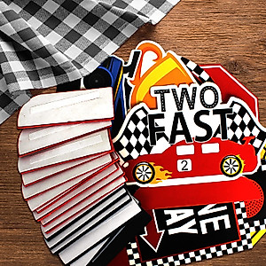 LINGTEER Race Car Two Fast Birthday Table Honeycomb Centerpieces - 9Pcs Let's Go Racing Happy 2nd Birthday Party Table Decorations Sign.