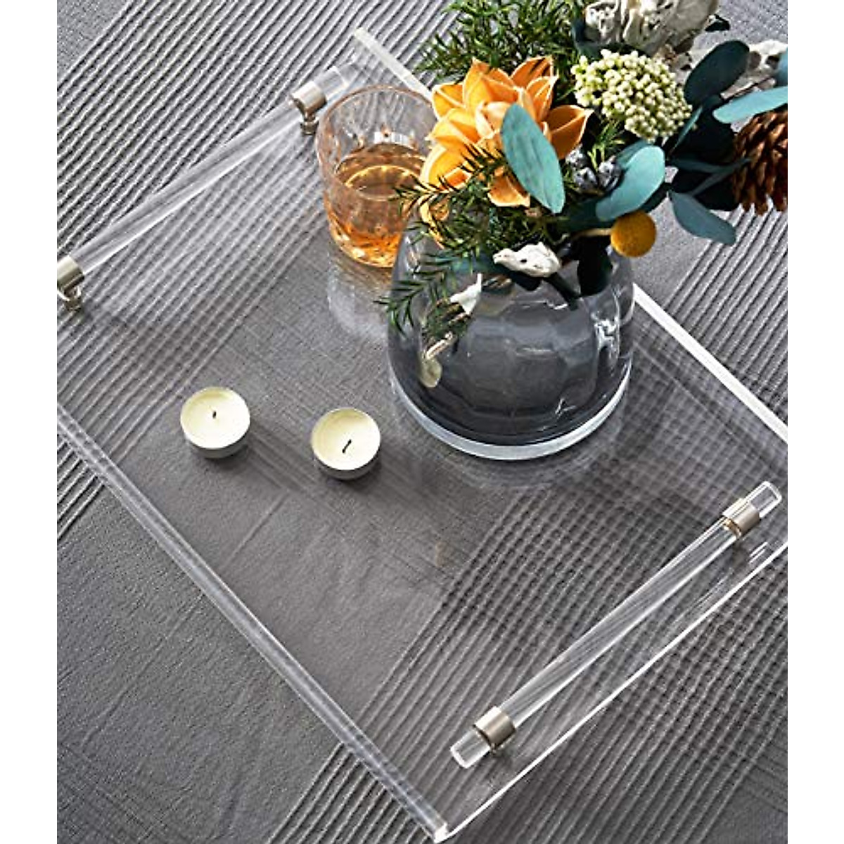 Artmaze Acrylic Tray, Breakfast Tray Serving Tray,with Acrylic Handles，Tray-Decorative,for Coffee Table Kitchen,16x12x2 inch…