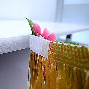 JEKANEL Table Grass Skirt for Hawaiian Hula Luau Party Decoration Table Decor Supplies(9ft) (Festucine)