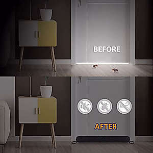 Home Weighted Door Draft Stopper 32 Inch, Weather Stripping Noise Blocker Window Breeze Blocker Door Sweeps - Improved Rectangle Door Draft Blocker with Hook Loops, More Fits 0 to 3" Door Gaps, Black