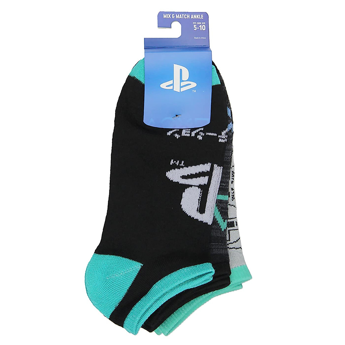 Bioworld PlayStation Adult Logo Icon Controller 3 Pack No Show Ankle Socks
