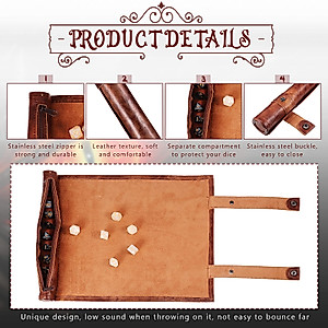 Dice Tray Dice Mat Folding Rolling Mat Dice Scroll Leather Dice Holder Bag Storage Box Compatible with DND RPG Table Game Dice (Brown,1 Piece)
