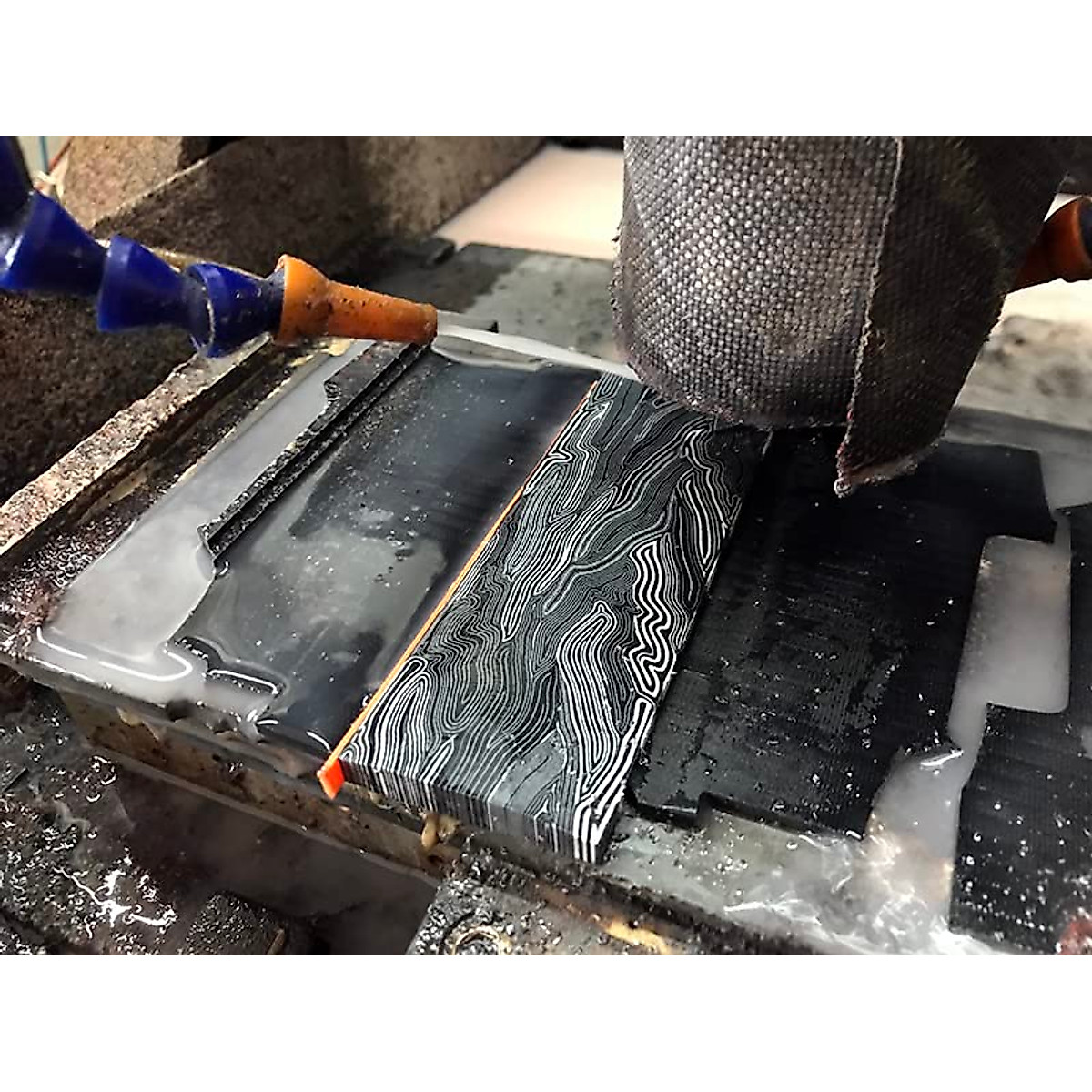 GROWRS 3 piece of G10 knife handle material Damascus pattern DIY knife handle composite material (Color : B+W 120X43X8MM)