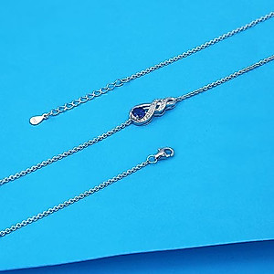 LOCIBLO September Birthstone Bracelets for Women Girls 925 Sterling Silver Blue Synthetic Sapphire Bracelet White Gold Infinity Pendant Anniversary Birthday Gifts Jewelry for Her, 6.7"+1.2"