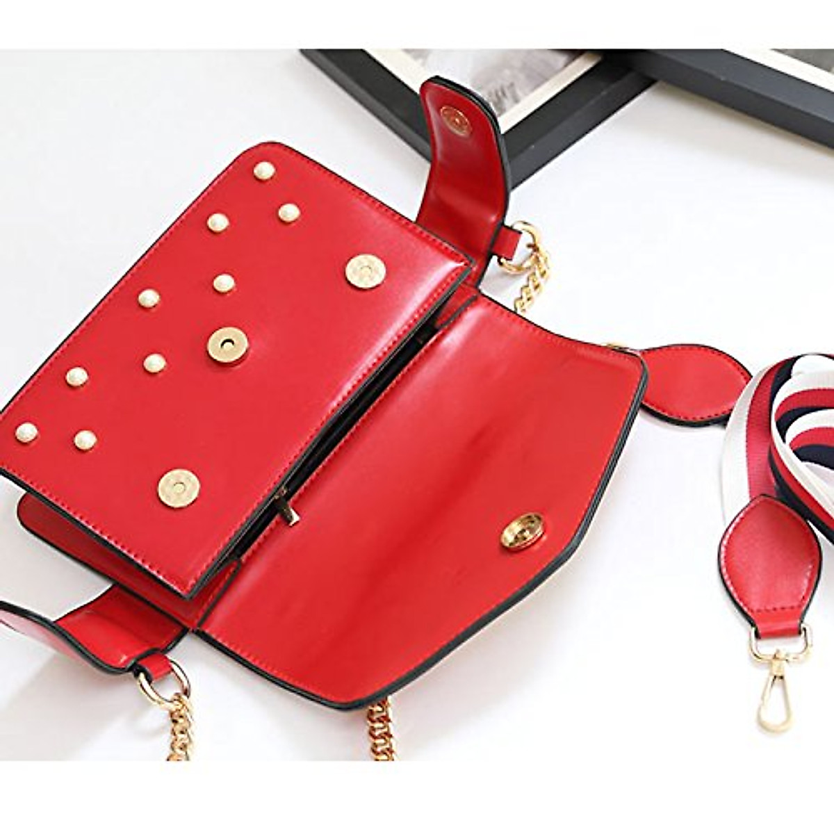 Beatfull Designer Bee Purse Fashion Crossbody Purse with Pearl for Women Pu Leather Shoulder Bag Clutch Handbags