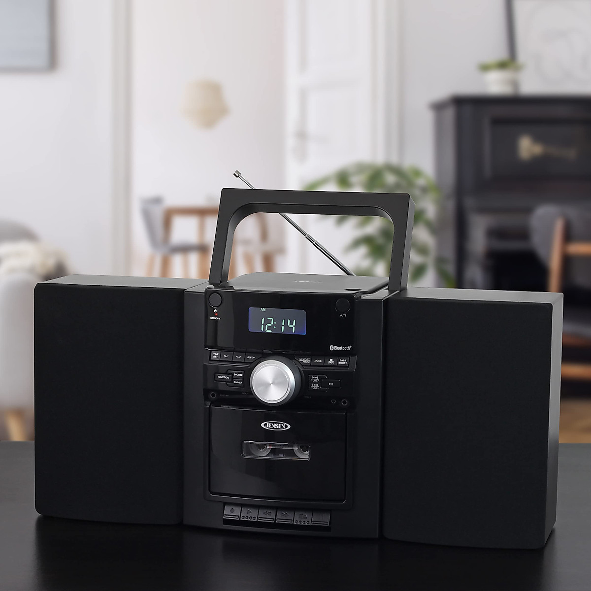 Jensen Modern 3-Piece Portable Stereo Bluetooth CD Music System with Cassette and Digital AM/FM Radio (Remote Included) (Platinum Silver)