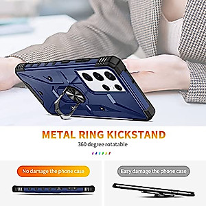 Vecomelo for Samsung Galaxy S21 Ultra Case with HD Screen Protector, [Military Grade] 16ft. Drop Tested Cover with Magnetic Kickstand Car Mount Protective Case for Samsung S21 Ultra 5G, Blue