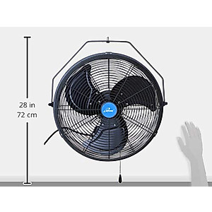 iLiving 18" Wall Mounted Variable Speed Indoor/Outdoor Weatherproof Fan, Industrial grade for Patio, Greenhouse, Garage, Workshop, and Loading Dock, 6360 CFM, Black
