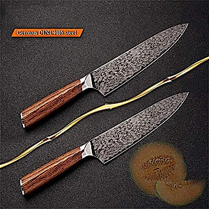 [8 Inch]Chef Knife,FANTECK Kitchen Knife Ultra Sharp Pro German High Carbon Stainless Steel Meat Sushi Fruit Vegetable Cutting Gyuto Cleaver Best Chef Knife[Gift Box]-Ergonomic Pakkawood Handle