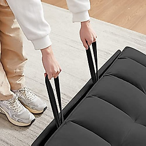 ERYE Loveseat Sofa Convertible Sleeper Couch Bed W/Pull Out Sleep Daybed, Functional Reclining Backrest Love Seat Sofa & Couch for Living RoomTwin Black Velvet 2 Pillows Both Side Pockets