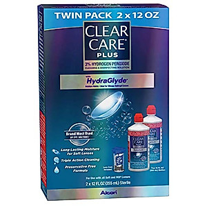 Clear Care Plus Cleaning Solution with Lens Case, Twin Pack, Multi, 12 Oz, Pack of 2
