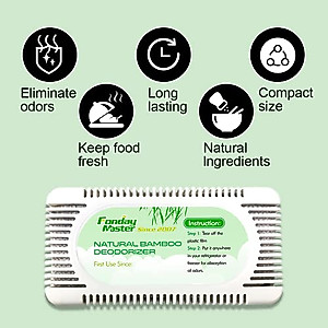 2Packs Refrigerator Deodorizer(60g Each Pack)， Fonday Odor Eliminator for Fridges Freezers Coolers & Lunch Boxes, Bamboo Charcoal Fridge Deodorizer, More Effective Than Baking Soda