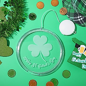 Enhon St. Patrick's Day Clover Window Light Decoration, Backdrop Decorative Saint Patrick Green Light for Windows Pathway Patio Bedroom Party Holiday Wall Decor (Shamrock Style)