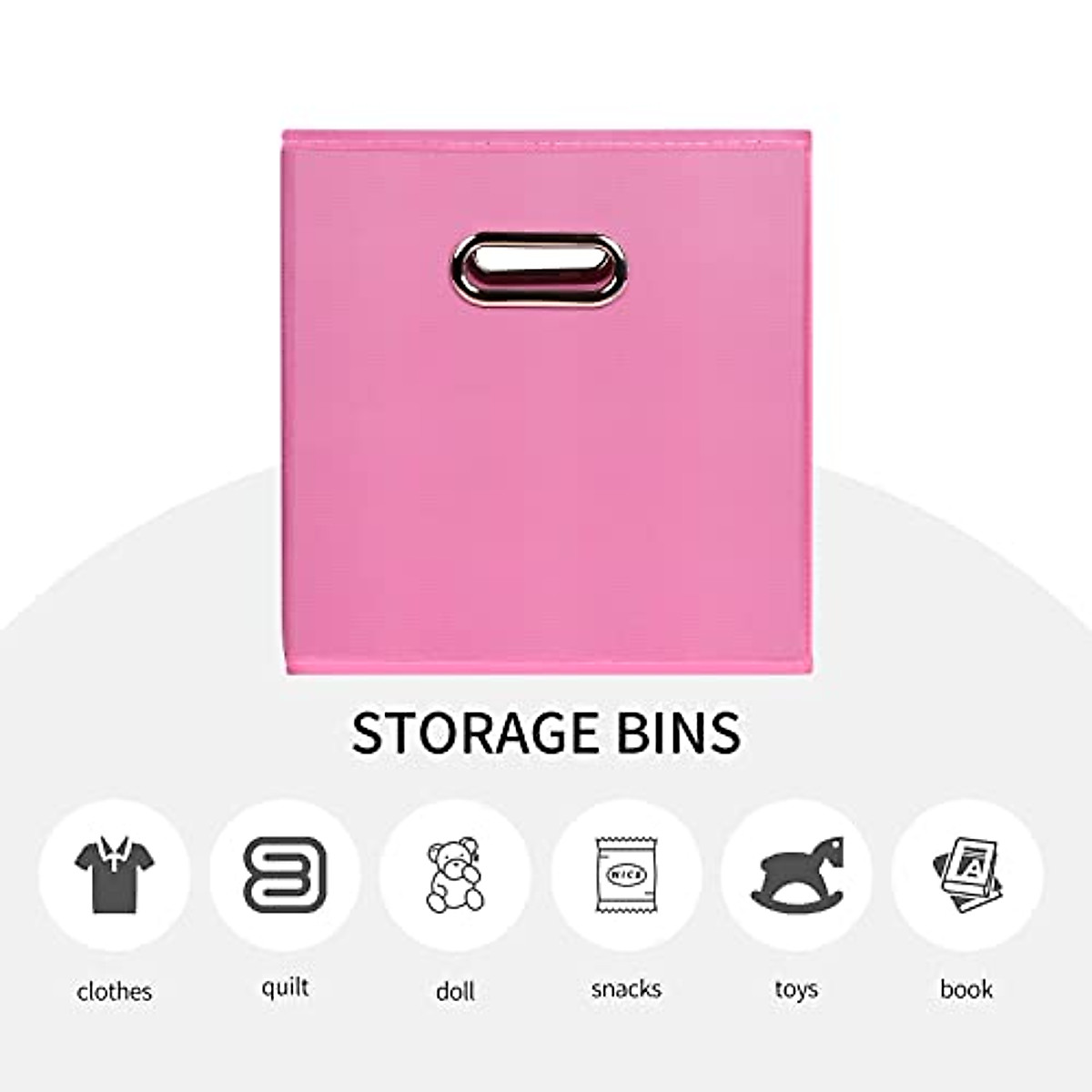 DABEACT Fabric Cubes Storage Containers ,Foldable Storage Bins Cubes Organizer Baskets with Dual Handles for Shelf Closet Set of 3,(Pink)