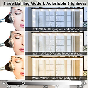 PAKASEPT Makeup Vanity Desk with Mirror and Lights, Glass Tabletop Farmhouse Vanity Table with Drawers, Charging Station, Cabinet for Bedroom，White