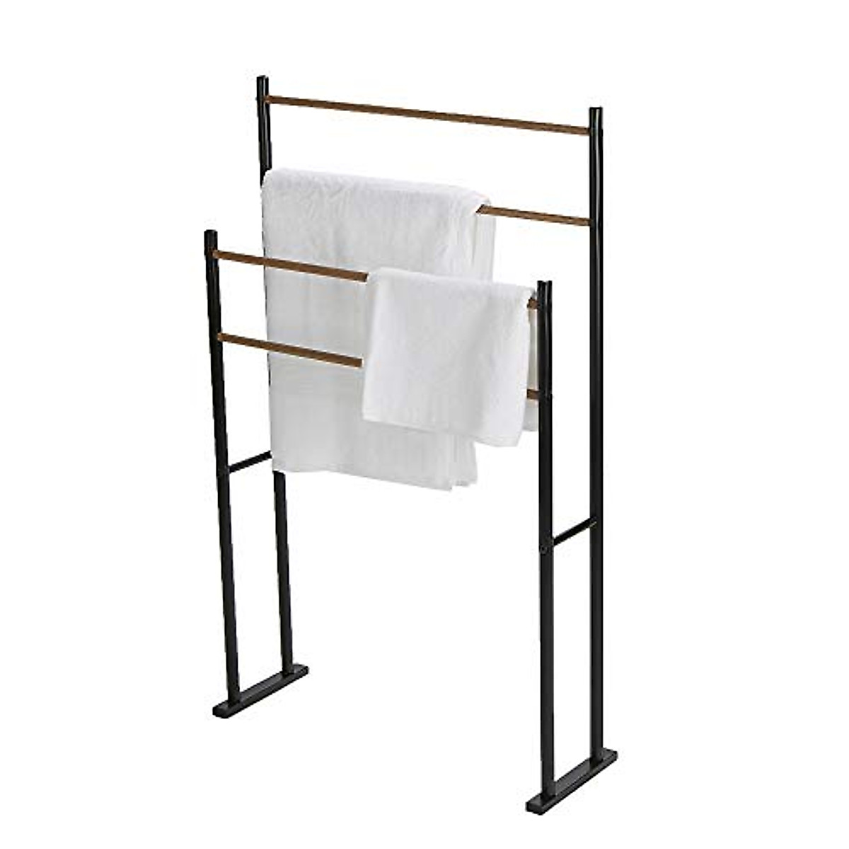 Mind Reader Alloy Collection, 2-Tier Towel Rack with 4 Bars, Drying Stand, Metal, Black