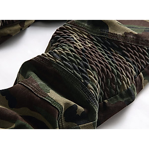 AITITIA Men's Regular Fit Biker Jeans (1544 Camo, 32)