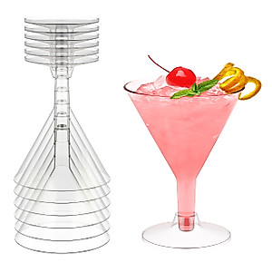 Plastic Martini Glasses - 60 Pack 5 Oz. - Crystal Clear Disposable Martini Glasses With Stem - Cocktail Glasses - Ideal For Weddings, Birthdays, And Parties - Perfect For Appetizers And Desserts