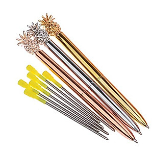 Pineapple Pens Ballpoint Pens + 6Pcs 3.2'' Ballpoint Pen Refills Black Ink (4Pcs Pineapple pens)