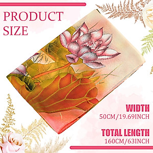 Xtinmee 12 Pcs Lotus Scarfs for Women Lightweight Print Floral Pattern Scarf Fashion Silk Chiffon Shawl Summer Gifts