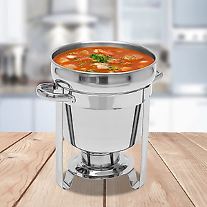 7L/7.4Qt Commercial Soup Kettle Warmer, Stainless Steel with Dish Buffet Server Food Warmer Chafing with Lid for Soup (Silver)