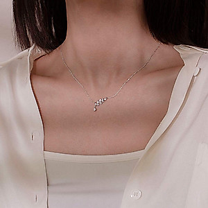 CZ Olive Leaf Pendant Necklace for Women Girls 925 Sterling Silver Cubic Zirconia Crystal Leaves Branch Charm Chain Choker Necklaces Dainty Elegant Birthday Wedding Anniversary Jewelry Gift