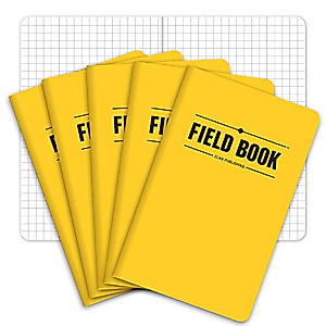 Field Notebook/Pocket Journal - 3.5"x5.5" - Yellow - Graph Memo Book - Pack of 5