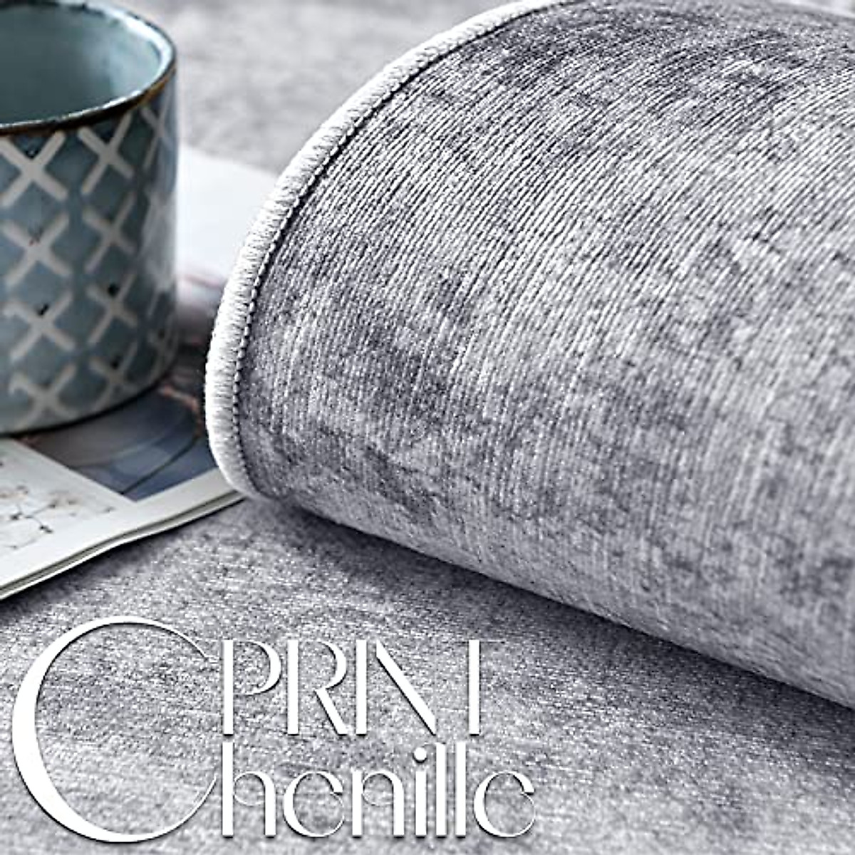 jinchan Area Rug 5x7 Indoor Modern Abstract Rug Grey Accent Rug Kitchen Gray Carpet Foldable Thin Rug Non Slip Contemporary Floor Cover for Living Room Bedroom Dining Room