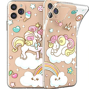 Toik Matching Couple Cases for Apple iPhone 11 Pro Xs Max Xr 10 X 8 Plus 7 6s 5s SE Cover Dream Boyfriend Anniversary Pretty Unicorns Cute Rainbow Silicone Girlfriend Apple Lightweight Sweets Print