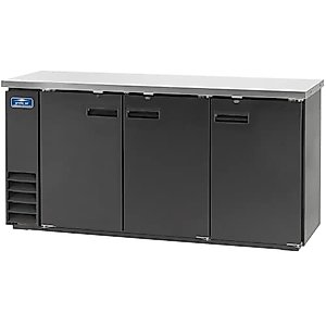 Arctic Air ABB72 73" Three Solid Doors Back Bar Refrigerator, 20.7 Cubic Feet, Stainless Steel, Black, 115v