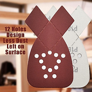 MFBJXC 50PCS Mouse Sander Sandpaper with Extra 2 Tips for Replacement Detail Sander Sanding Pads 12 Holes Hook and Loop Black and Decker Mouse Sander Pads