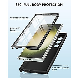 FNTCASE for Samsung Galaxy S23-Ultra Case: Slim Protective Shockproof Silicone Cell Phone Cases - Matte Rubber Dual Layer Cell Phone Cover Hard Bumper (Black)