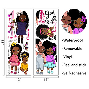 Mfault Black Girls God Says You are Beautiful Inspirational Wall Decals Stickers, Religious Quote Nursery Decorations African American Bedroom Art, Motivational Afro Toddler Kids Baby Room Decor