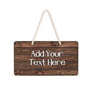 Custom Personalized Vintage Brown Wooden Board Hanging Door Sign 6" x11" Add Your Text Sign Front Porch Wall Plaque House Sign Garden Office Home Decor Hanging