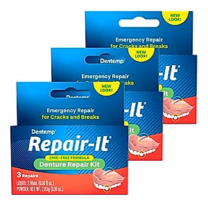 Dentemp Repair Kit - Repair-It Advanced Formula Denture Repair Kit (Pack of 3) - Denture Repair Kit Repairs Broken Dentures - Denture Repair to Mend Cracks & Replace Loose Teeth