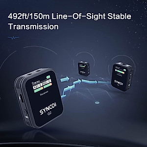 SYNCO G2-A2 Lavalier Microphone 2.4G Lapel Microfone Lavalier Mic System for Smartphone Table DSLR Camera Realtime Monitoring YouTube (G2-A2 Microphone)