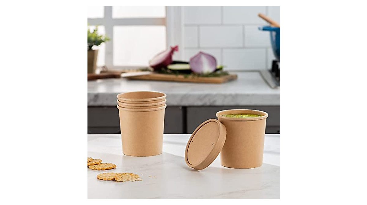 Comfy Package 16 oz. Kraft Paper Food Containers with Vented Lids
