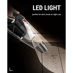 Powools Vacuum Cleaner High Power with Fast Charge Tech, Portable Vacuum, Lightweight Hand Vac with LED Light, Dark Red(PL8188)