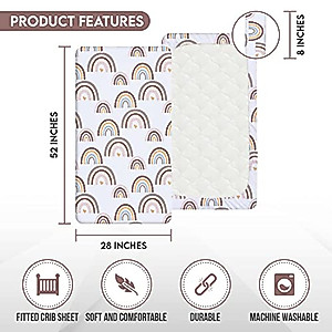 Boho Crib Bedding Set for Girls or Boys, Baby Crib Sets for Boys or Girls, Neutral Rainbow Boho Nursery Bedding, 3 Piece Baby Crib Set- Crib Comforter, Crib Sheet and Skirt