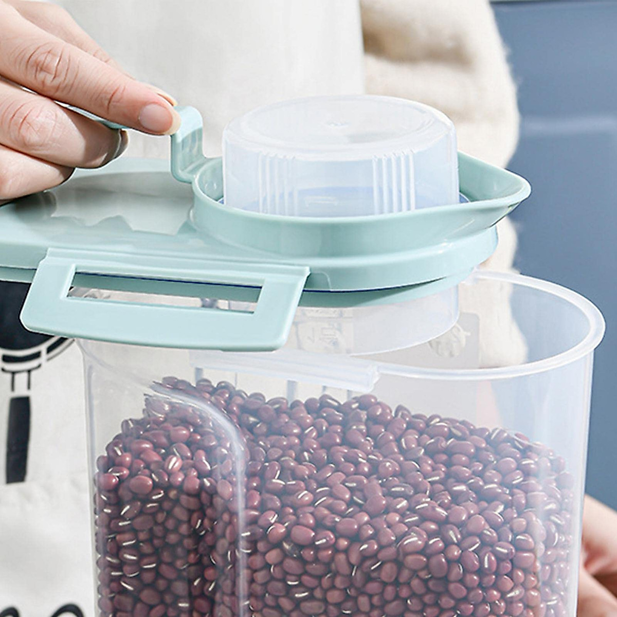 Fulenyi Rice Bin Rice Container, Airtight Cereal Container Rice Barrel Dry Grain Dispenser Thicken Rice Cylinder Clear Food Storage Box with Airtight Design Pour Spout