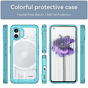 DFTCVBN Phone Case for Nothing Phone 2 Case, Nothing 2 Two A065 Case with HD Screen Protector, Soft Bumper with Clear Crystal PC Hard Back Shockproof Cover Cases for Nothing Phone 2 Clear Blue