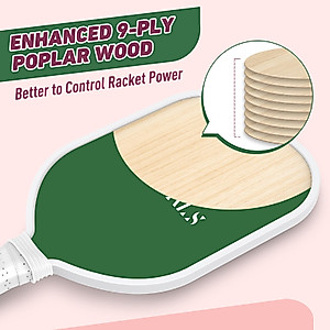 Pickleball Paddles,Sprypals Pickleball Paddles Set of 4 Premium Wooden Pickleball Paddle with Pickleball Balls & Portable Pickleball Bag Tote for Beginners & Pros