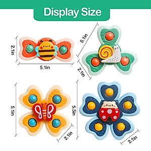 NAODONGLI Sensory Suction Cup Toys for 1 Year Old Boys Girls Baby Simple Dimple Fidget Spinner Toys 2-4,6-12,12-18 Months Toddlers Baby Bath Travel Toys for Easter Birthday