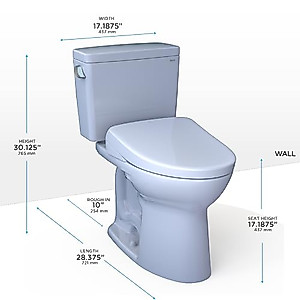TOTO Drake WASHLET+ Two-Piece Elongated 1.6 GPF Universal Height TORNADO FLUSH Toilet and S7 Contemporary Bidet Seat with Auto Flush, 10 Inch Rough-In, Cotton White - MW7764726CSFGA.10#01