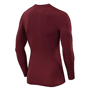 TCA Boys' Pro Performance Long Sleeve Running Compression Base Layer Top - Crew Neck - Cabernet, L Boy (10-12 Years)