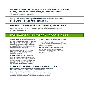 Farnam Purishield Horse Wound Care Liquid Bandage Plus, Sprayable, Promotes Healing for Horses, Dogs, Cats, Livestock, 4 Oz.