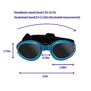 FranyyCo Small Dog Sunglasses UV Protection Goggles with Adjustable Straps, Conditionable at Nose Bridge, Frame with Breathing Holes and High Density Sponge, Windproof Dustproof Anti-Fog Glasses